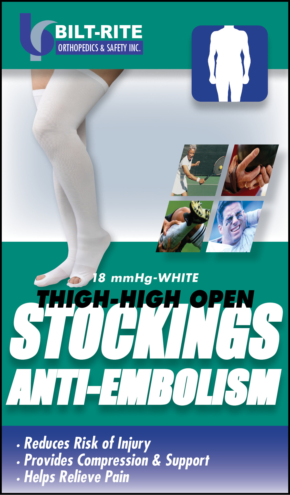 Anti-Embolism Stockings Thigh High Closed White