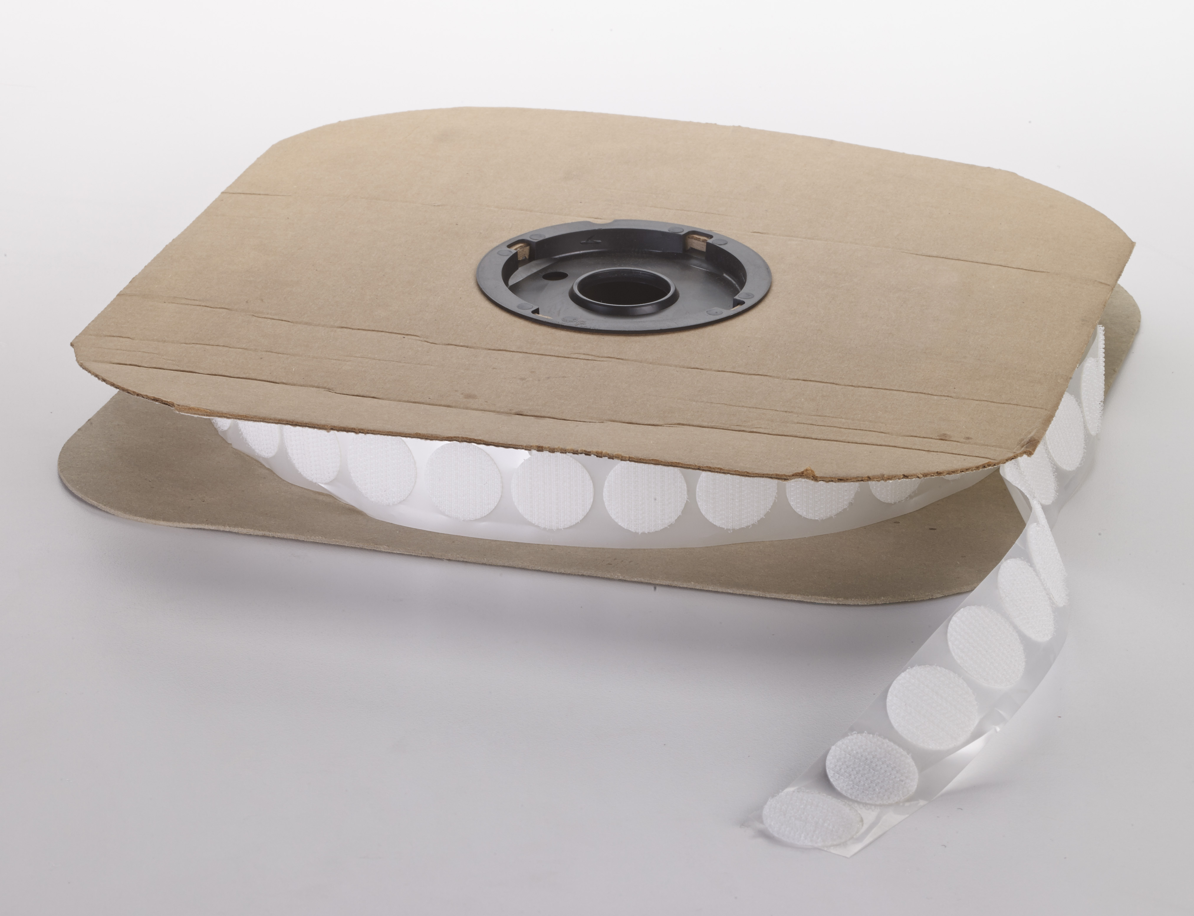 Pressure Sensitive Adhesive Coin Hook Fastener, 3/4" Diameter x 25 yds ...