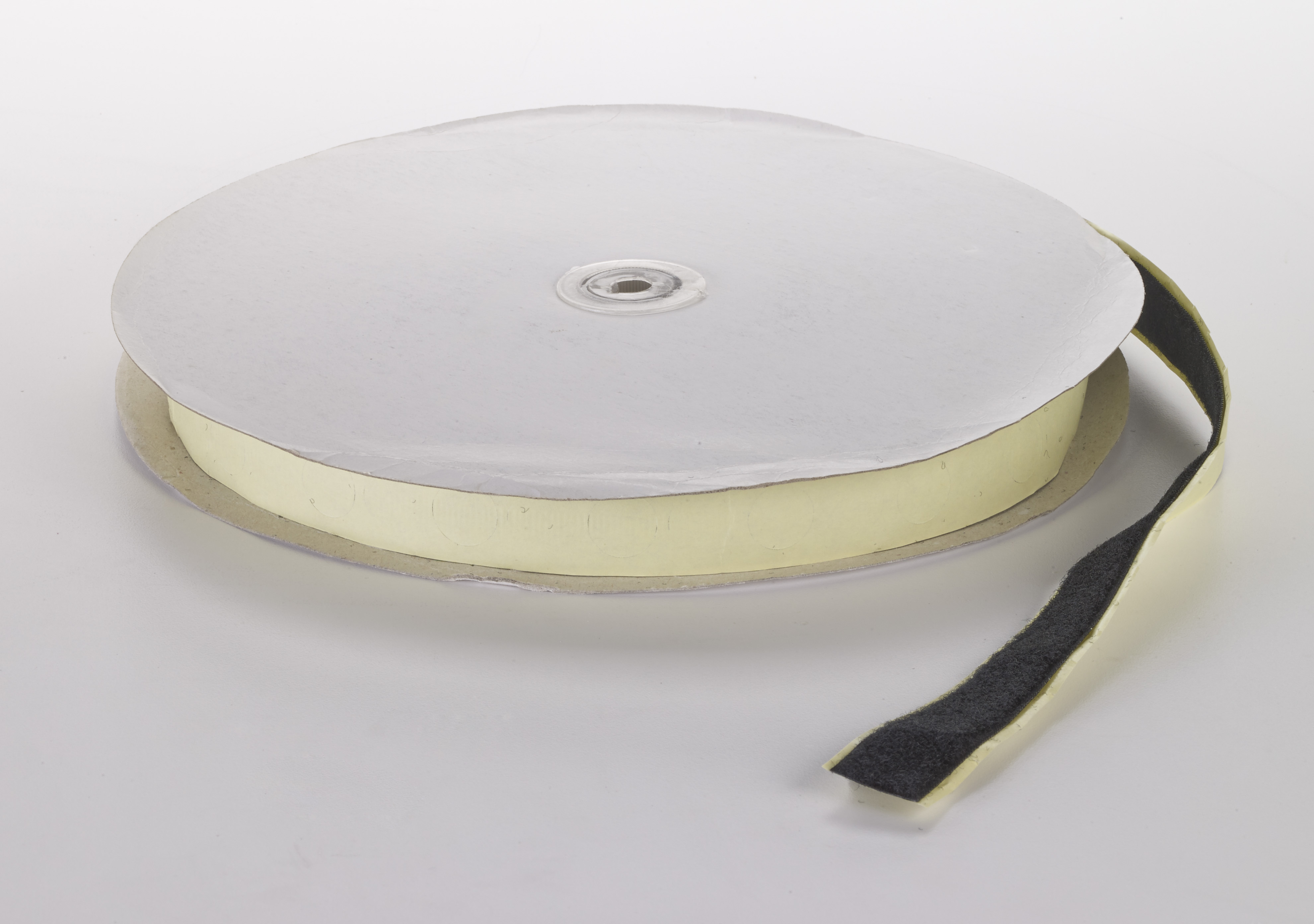 Pressure Sensitive Adhesive Coin Loop Fastener, 3/4" Diameter x 25 yds ...