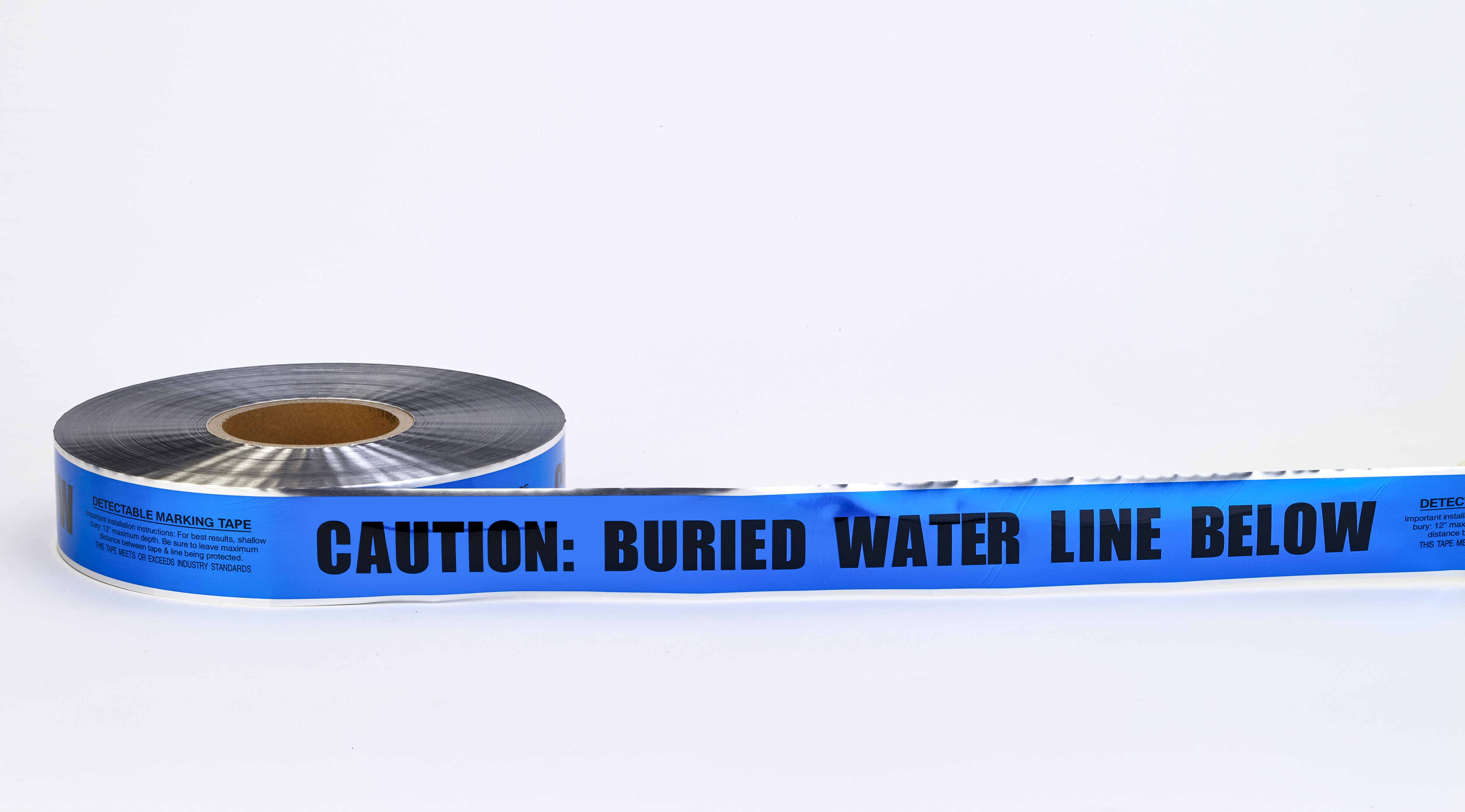 Polyethylene Underground Water Line Detectable Marking Tape, 1000' Length x 2" Width, Blue