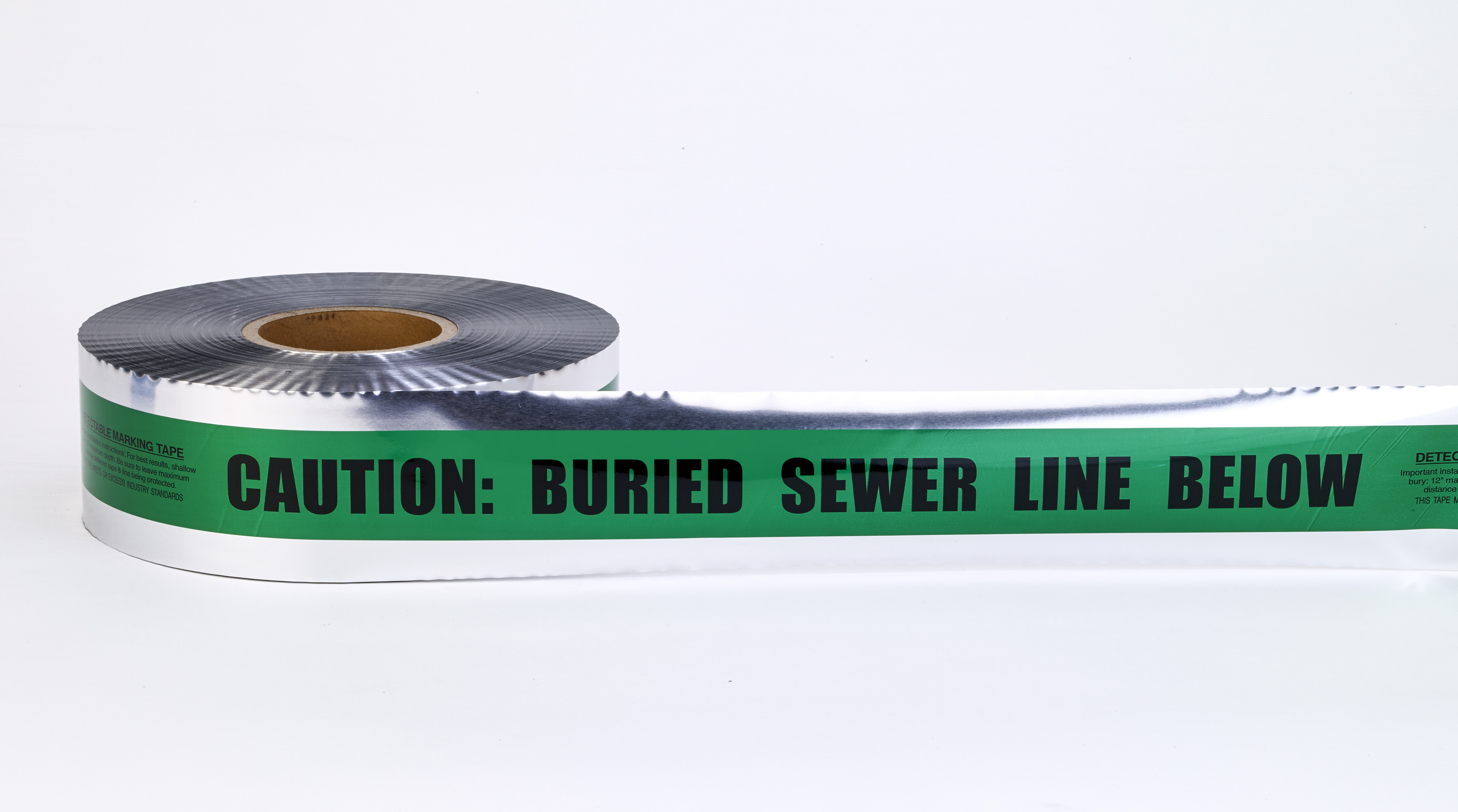 Polyethylene Underground Sewer Line Detectable Marking Tape 1000' Length x 3" Width, Green