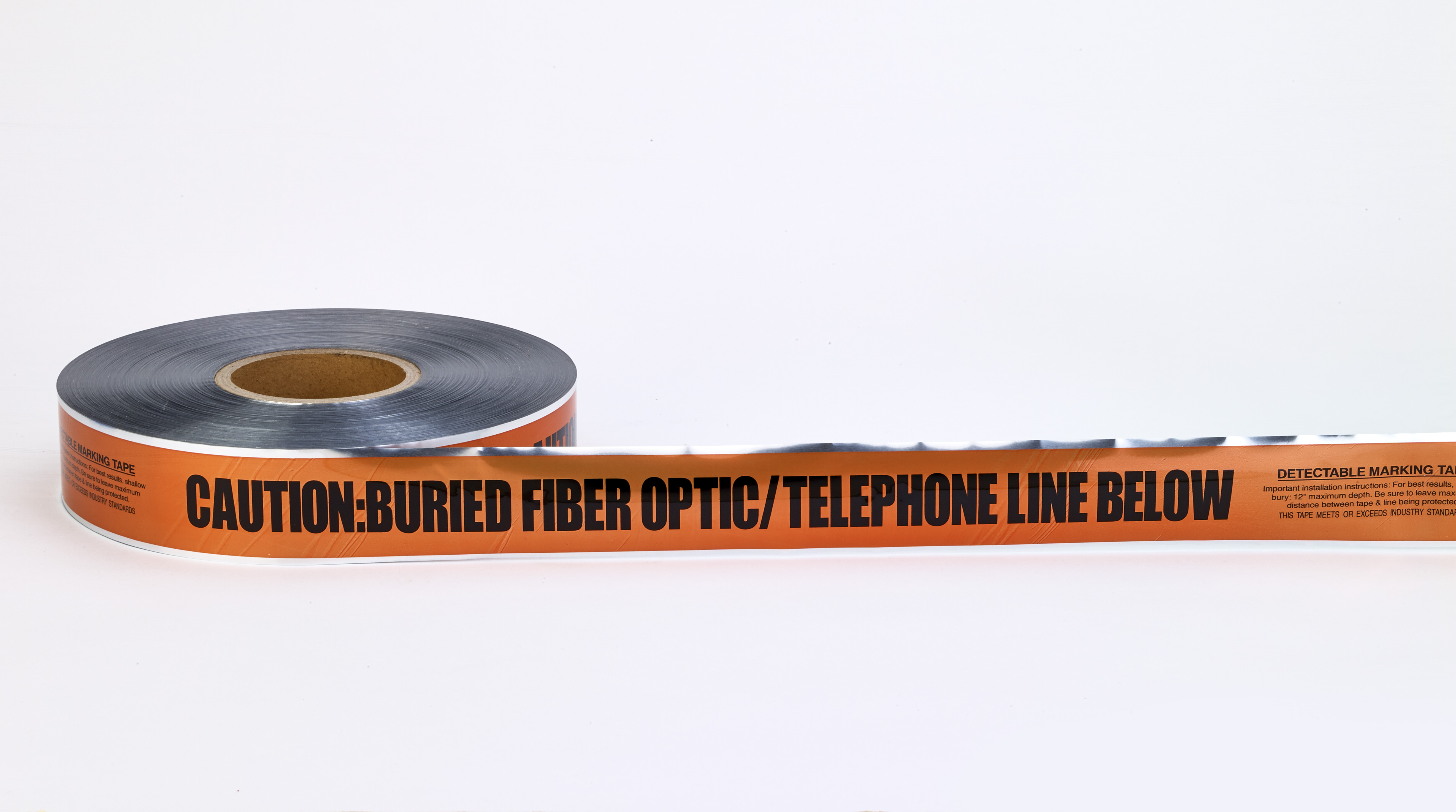 Polyethylene Underground Tele/Fiberoptic Detectable Marking Tape, 1000' Length x 6" Width, Orange