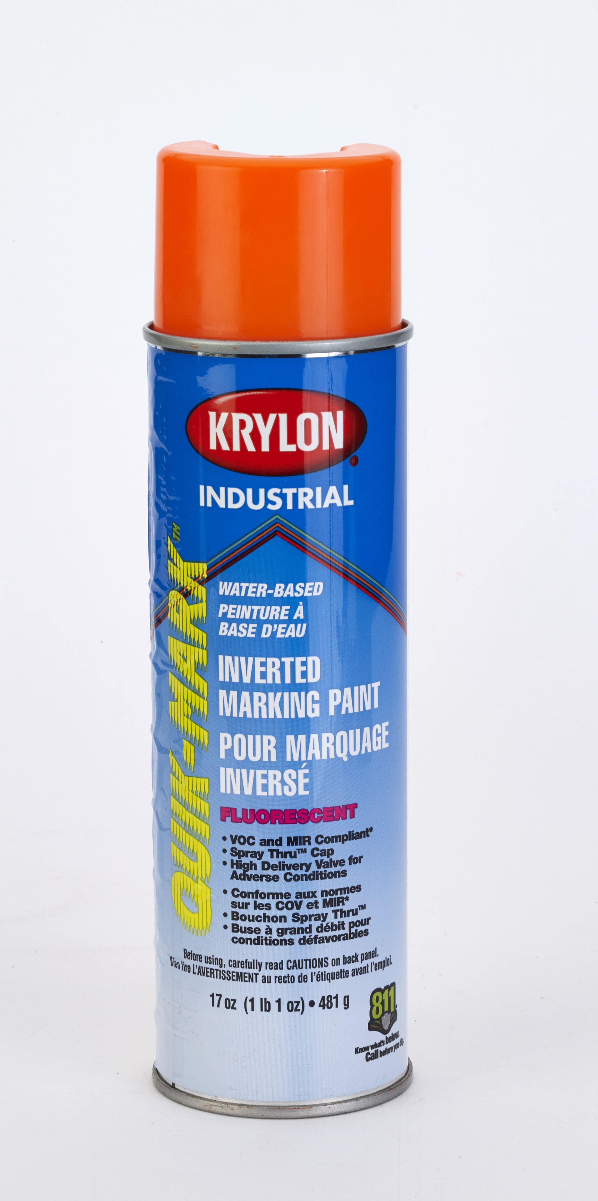 Waterbased Inverted Spray Paint Flo Orange 3700, 20 oz, 12 PK