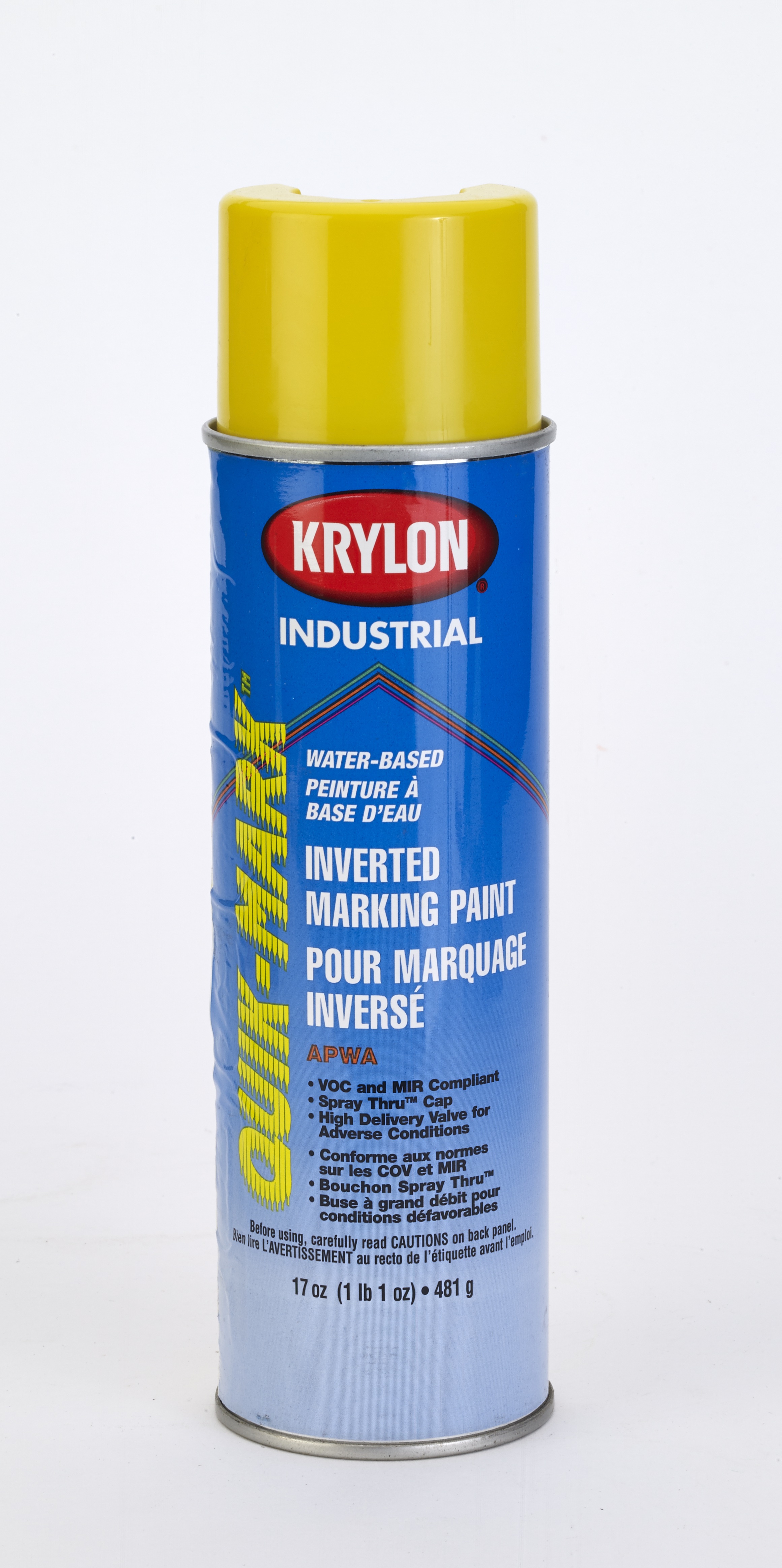 Waterbased Inverted Spray Paint Yellow 3801, 20 oz, 12 PK