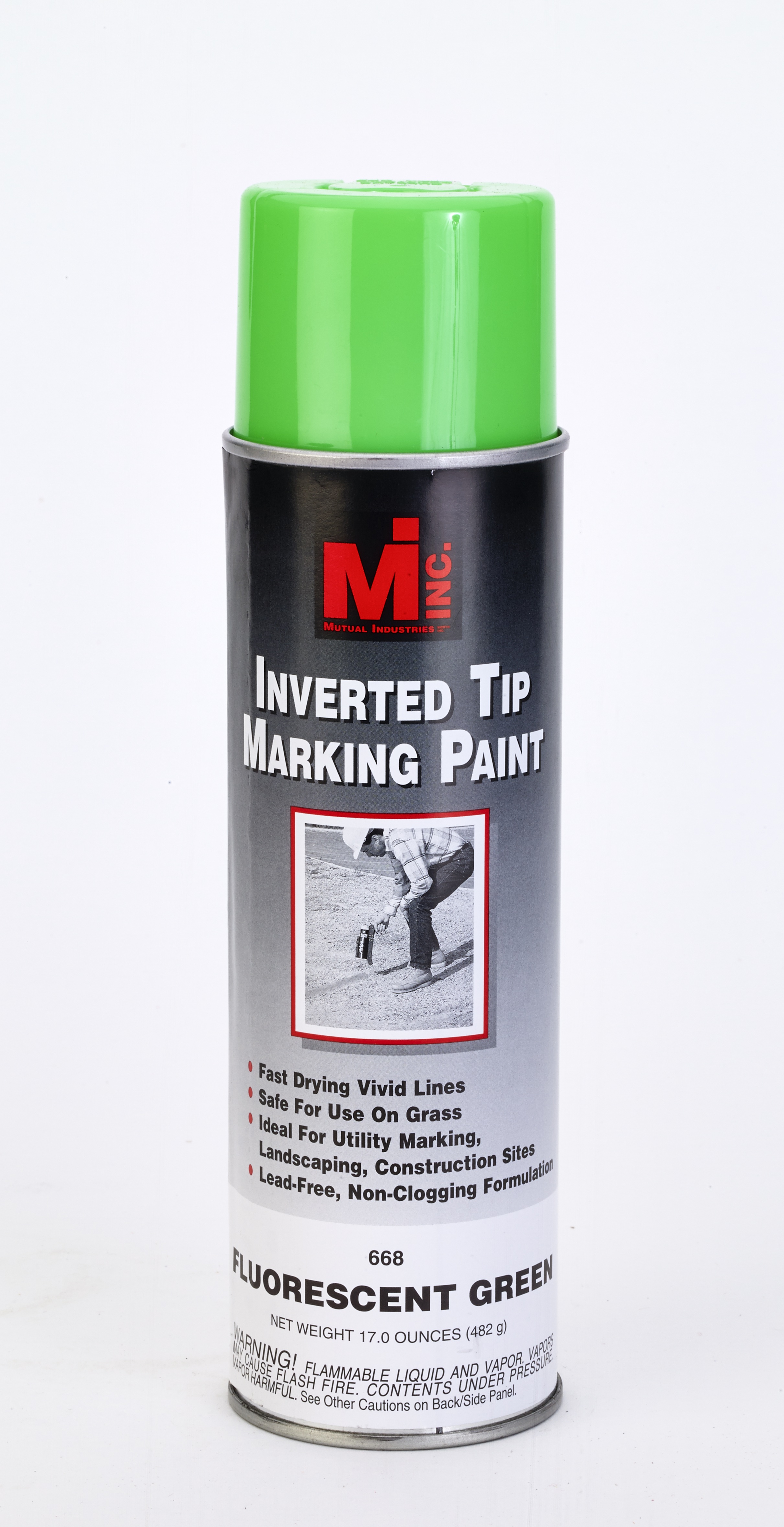 Inverted Tip Spray Paint, #668 Flo Green, 20 Oz.12/cs
