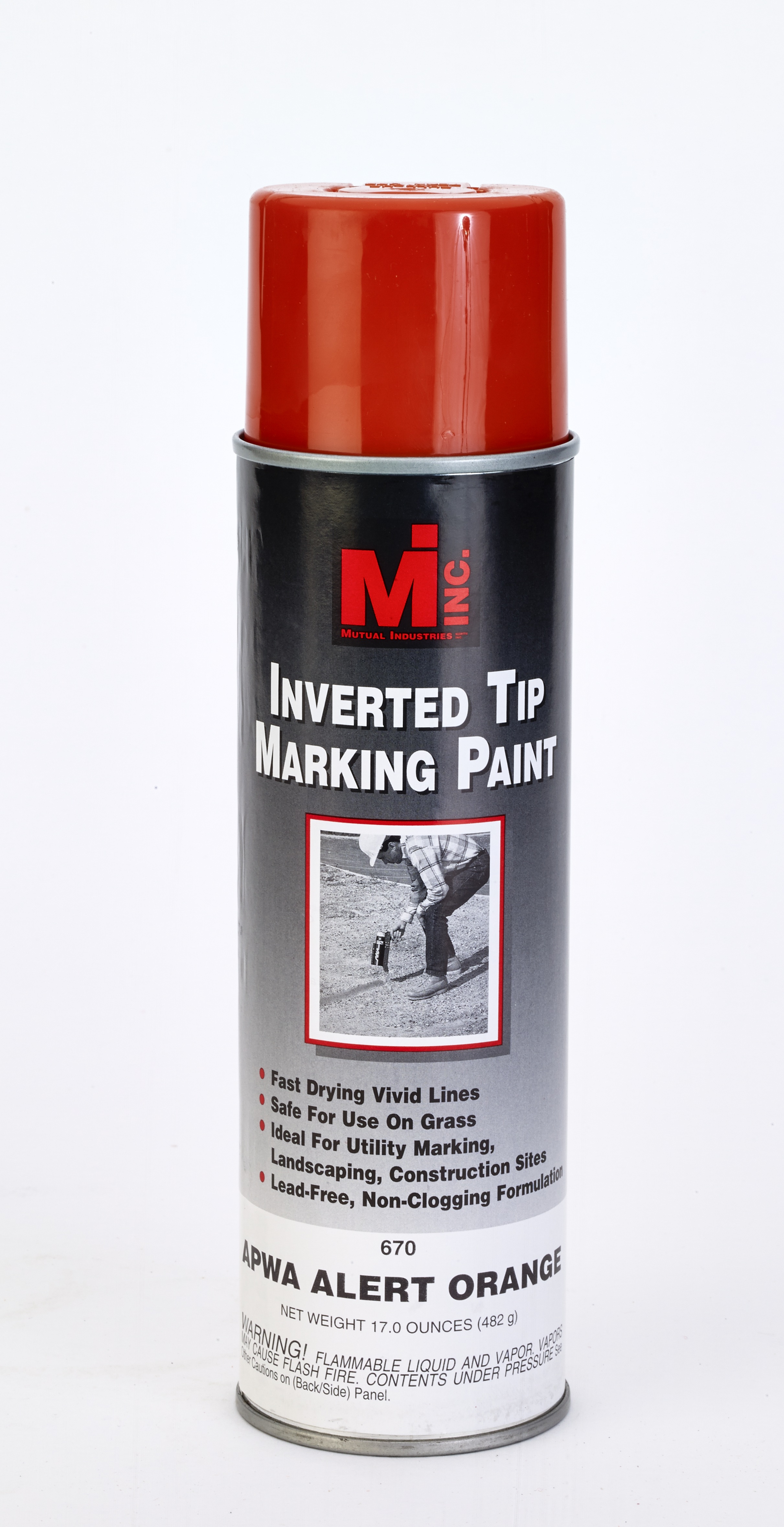 Inverted Tip Spray Paint, #670 APWA Alert Orange, 20 Oz.12/cs