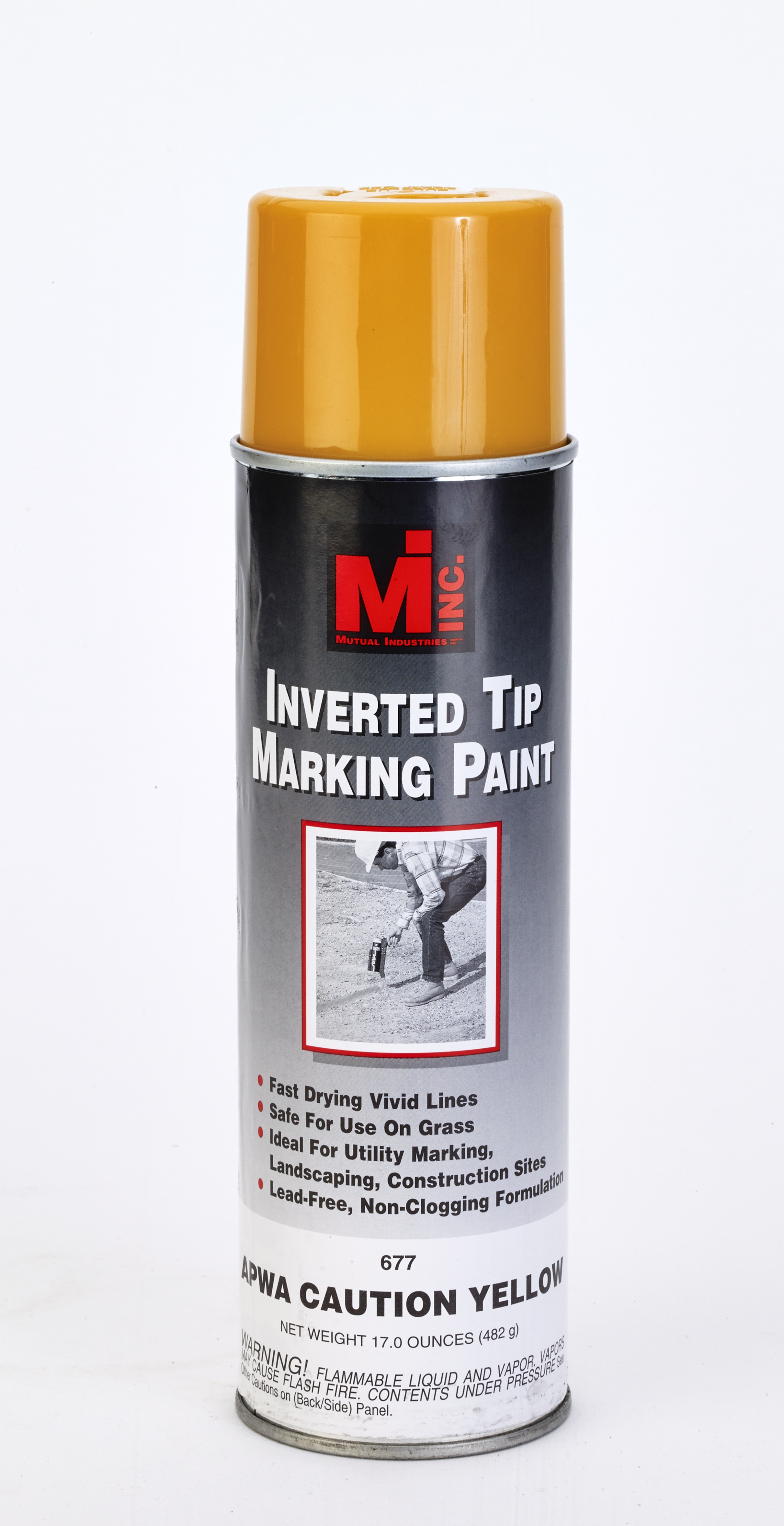 Inverted Tip Spray Paint, #677 Apwa Caution Yel, 20 Oz.12/cs