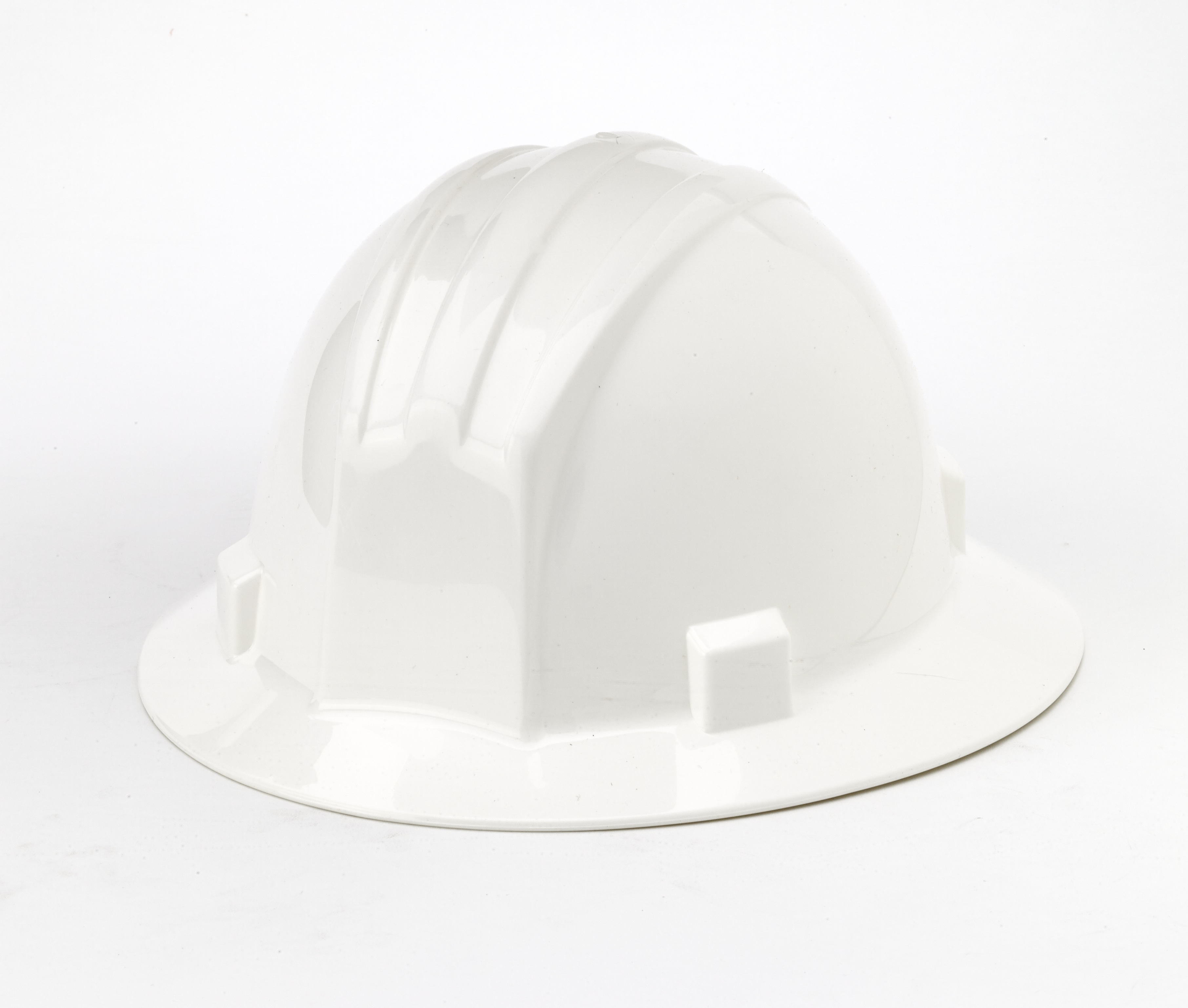 Polyethylene Ratchet Suspension Full Brim Hard Hat, White