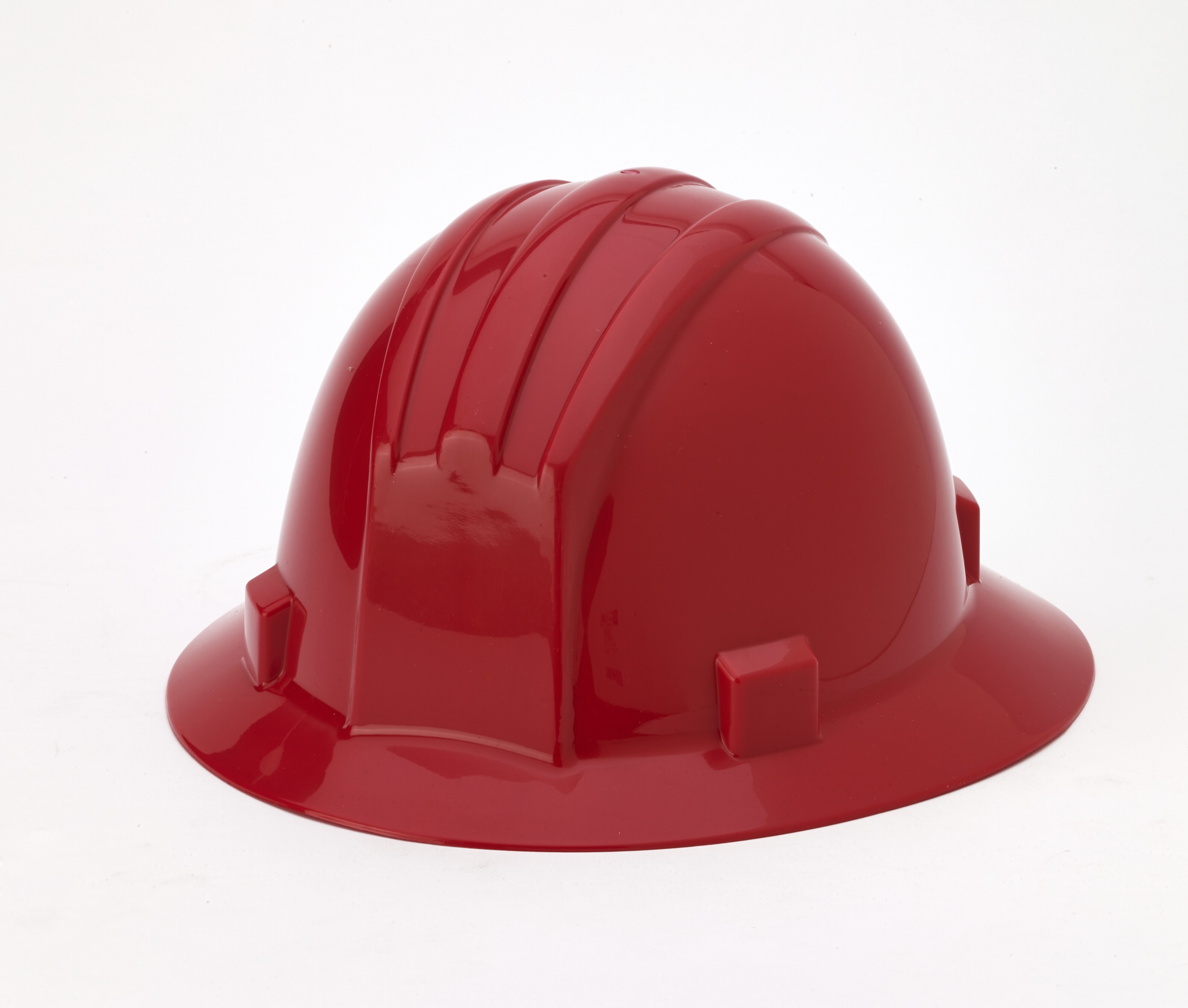 Polyethylene Ratchet Suspension Full Brim Hard Hat, Red